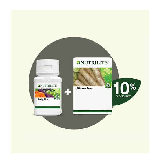 Nutrilite Fibra en Polvo 30 sobres+Nutrilite Daily 90 tbs - Amway México.